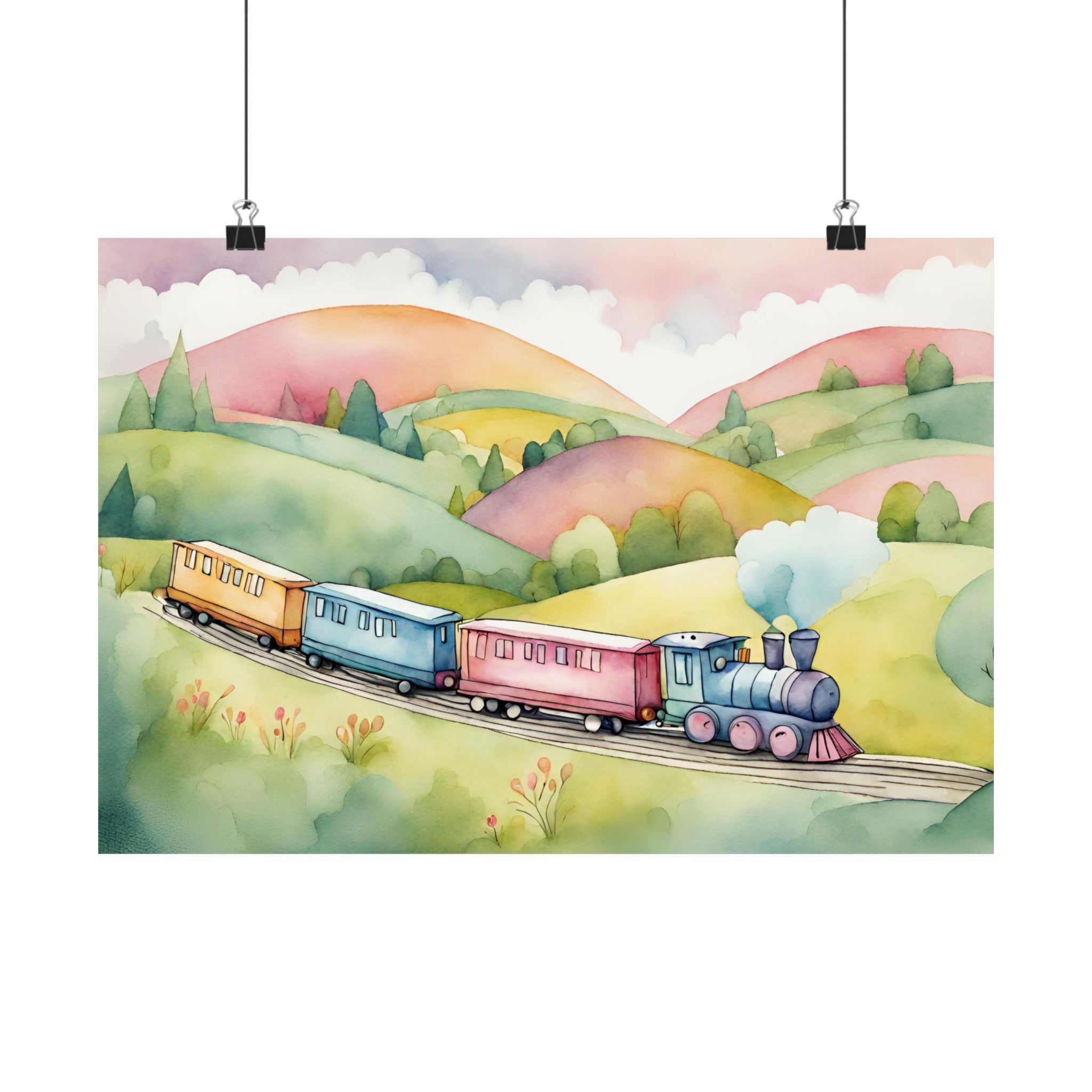 Nursery Choo Choo Train 1 Matte Horizontal Posters – The Little Moo Store